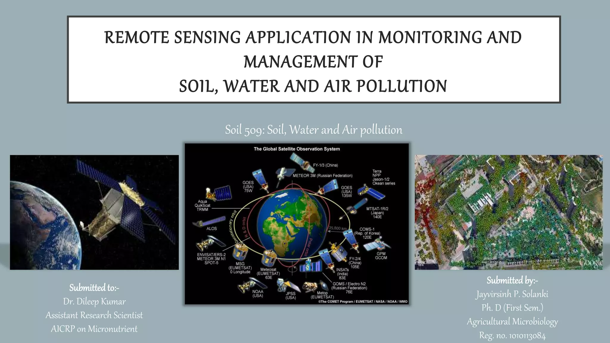 Remote sensing application in monitoring and management of soil, water ...