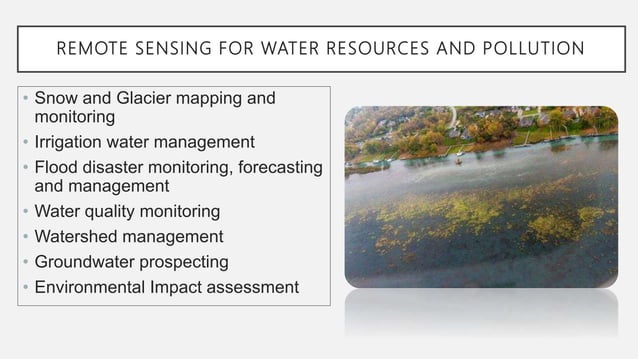 Remote sensing application in monitoring and management of soil, water ...