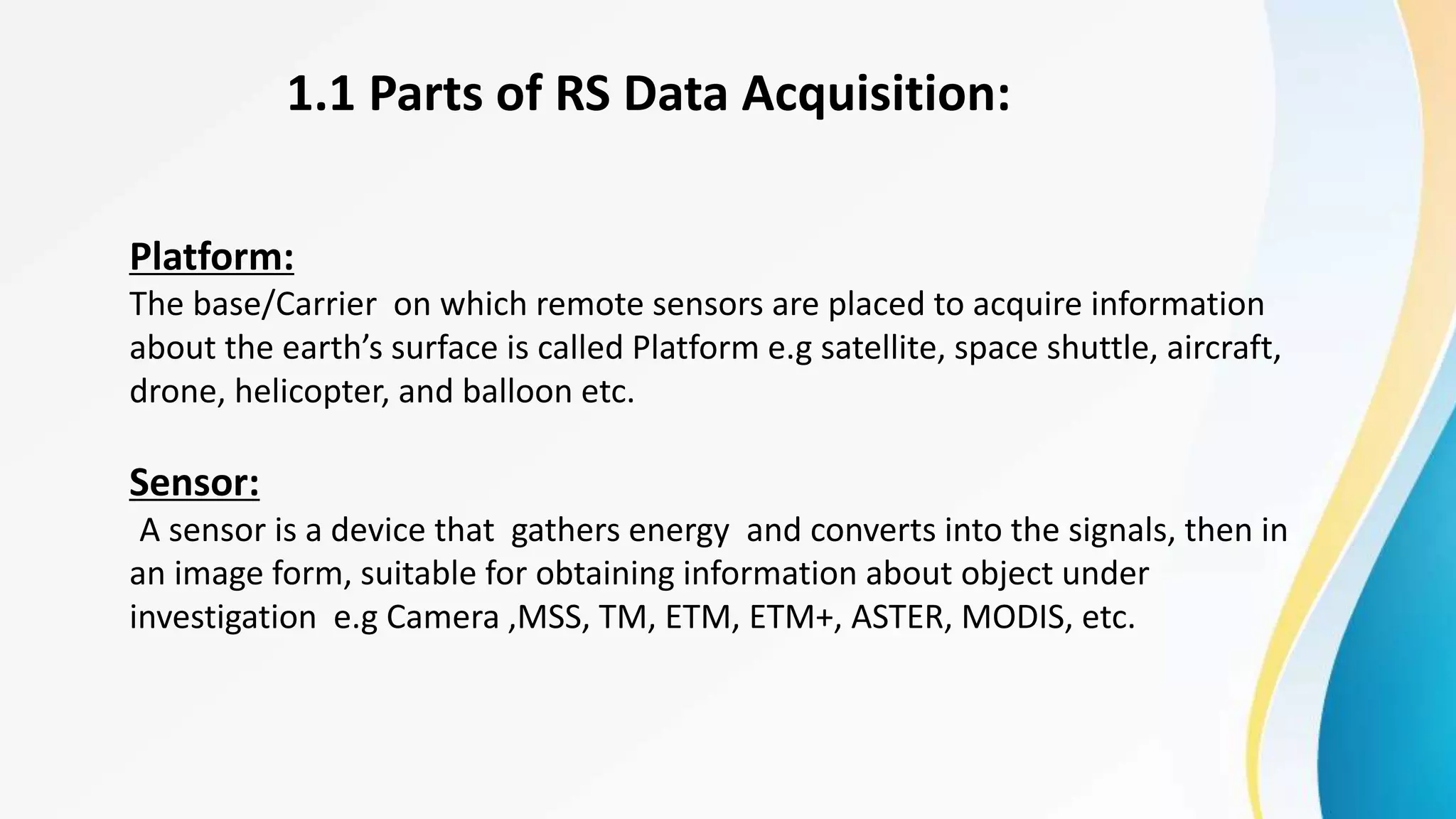 Remote Sensing Data Acquisition,Scanning/Imaging systems | PPTX