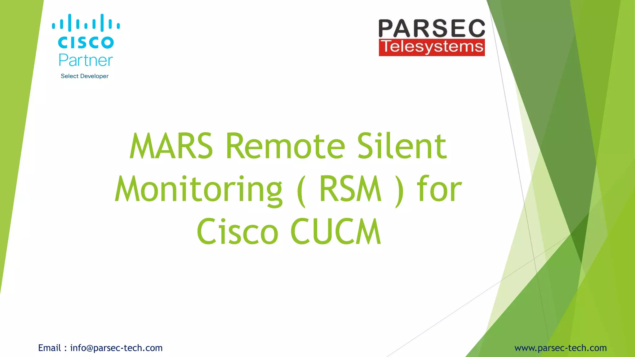 MARS Remote Silent Monitoring ( RSM ) for Cisco CUCM | PDF