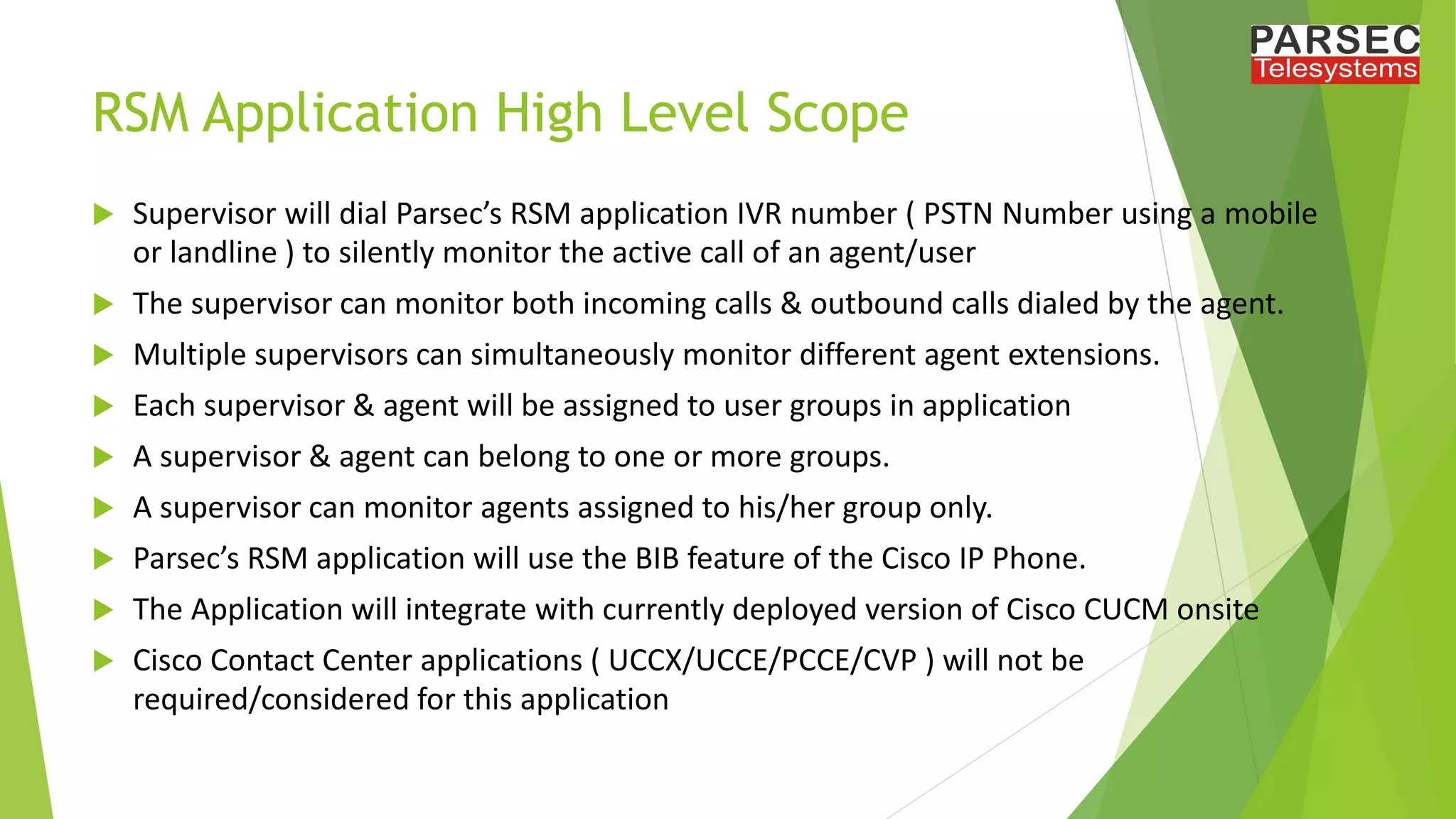 MARS Remote Silent Monitoring ( RSM ) for Cisco CUCM | PPT