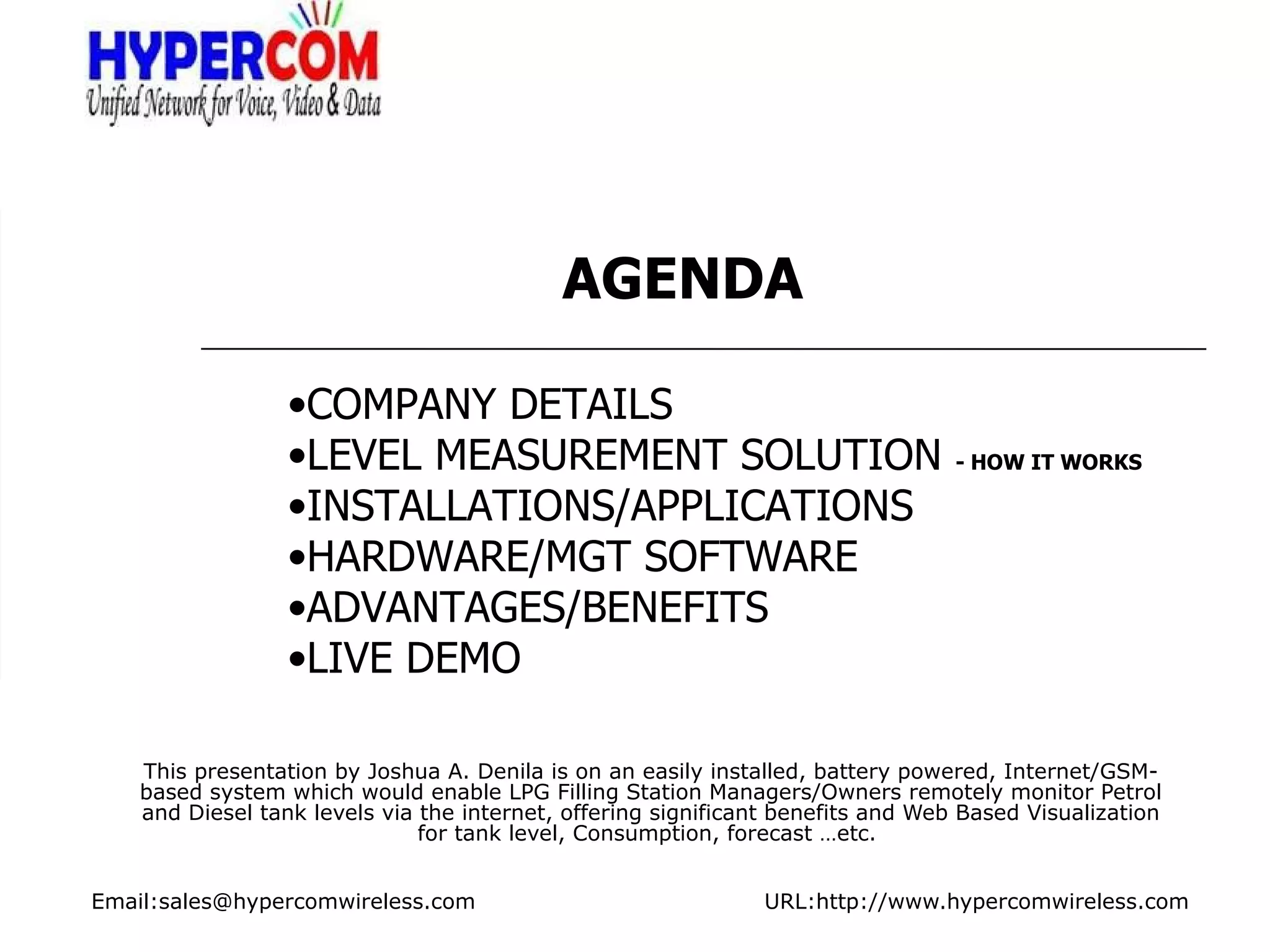 Remote Tank Level Hypercom Presentation V1 | PPT