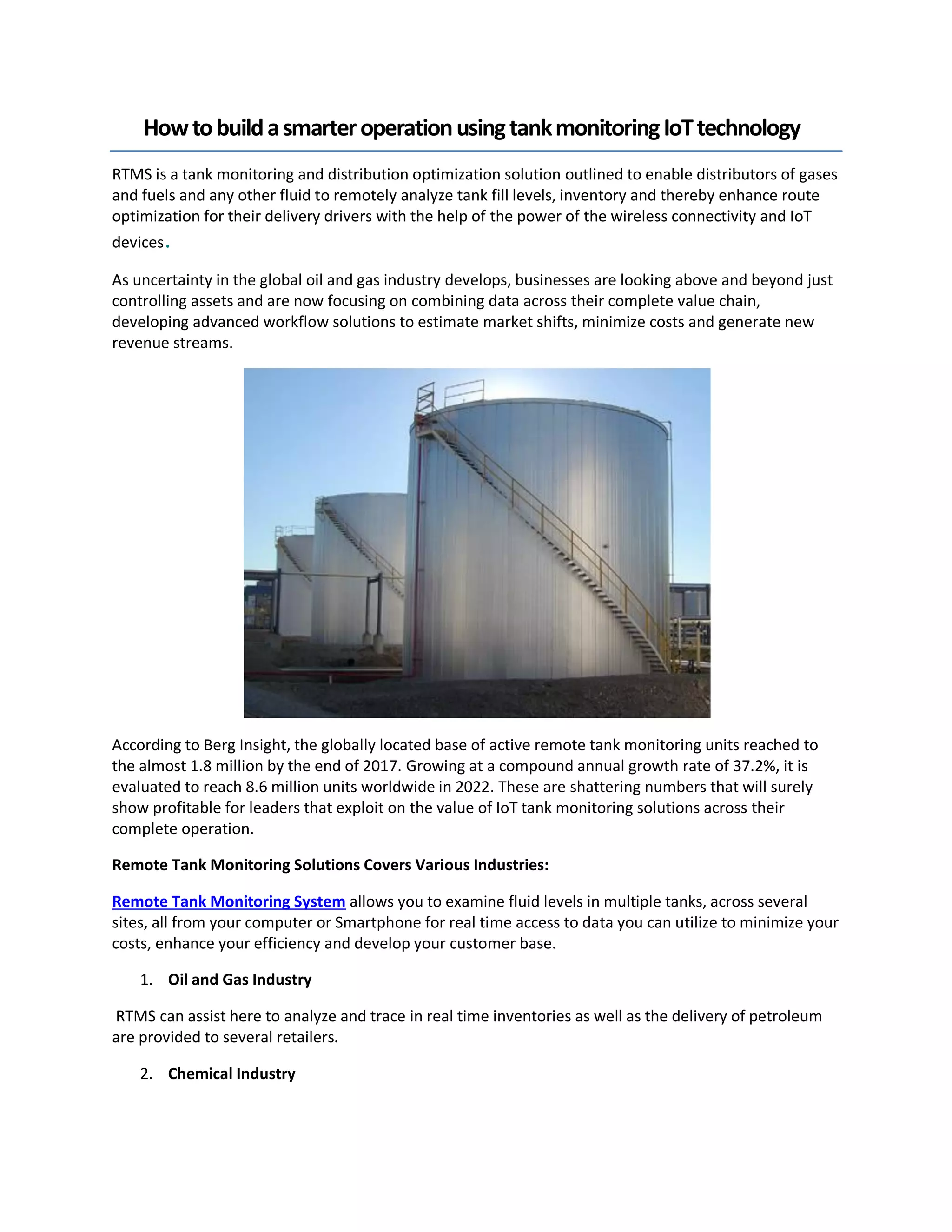 Remote tank monitoring | PDF | Internet of Things | Internet