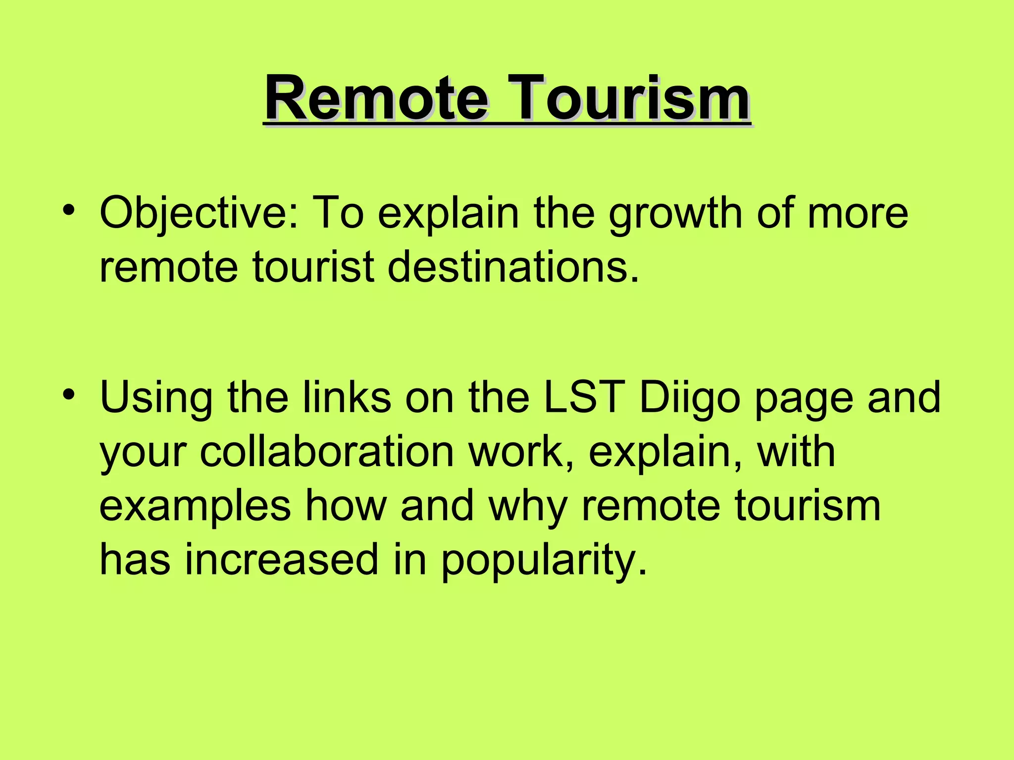 Remote tourism lesson 5 | PPT