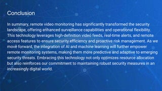 Application of Remote video monitoring in Security | PPT