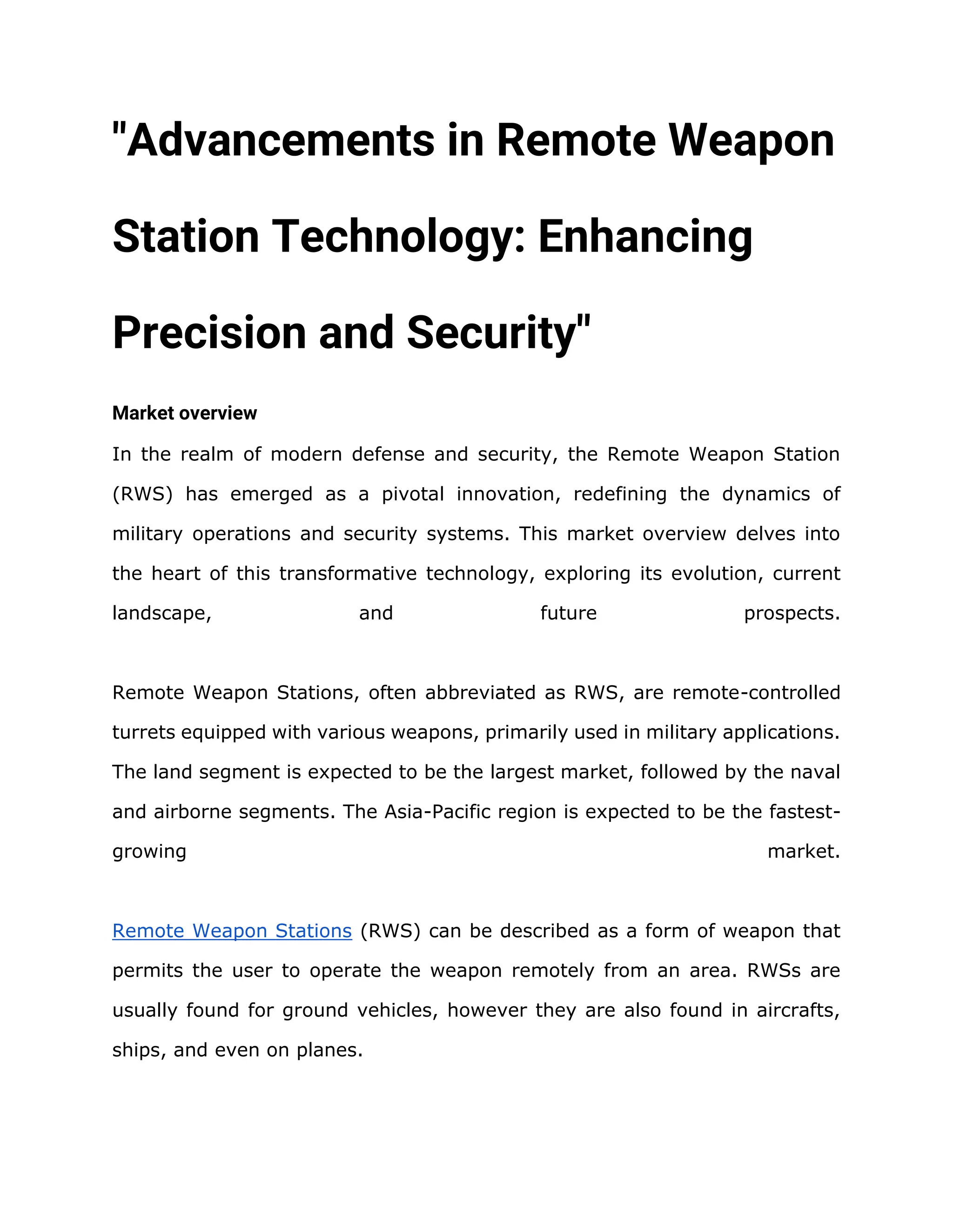 Remote weapon station market.docx