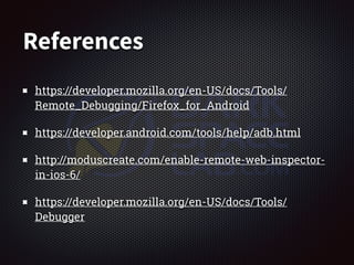 Remote web debugging at mobile devices in Safari and Firefox | PDF