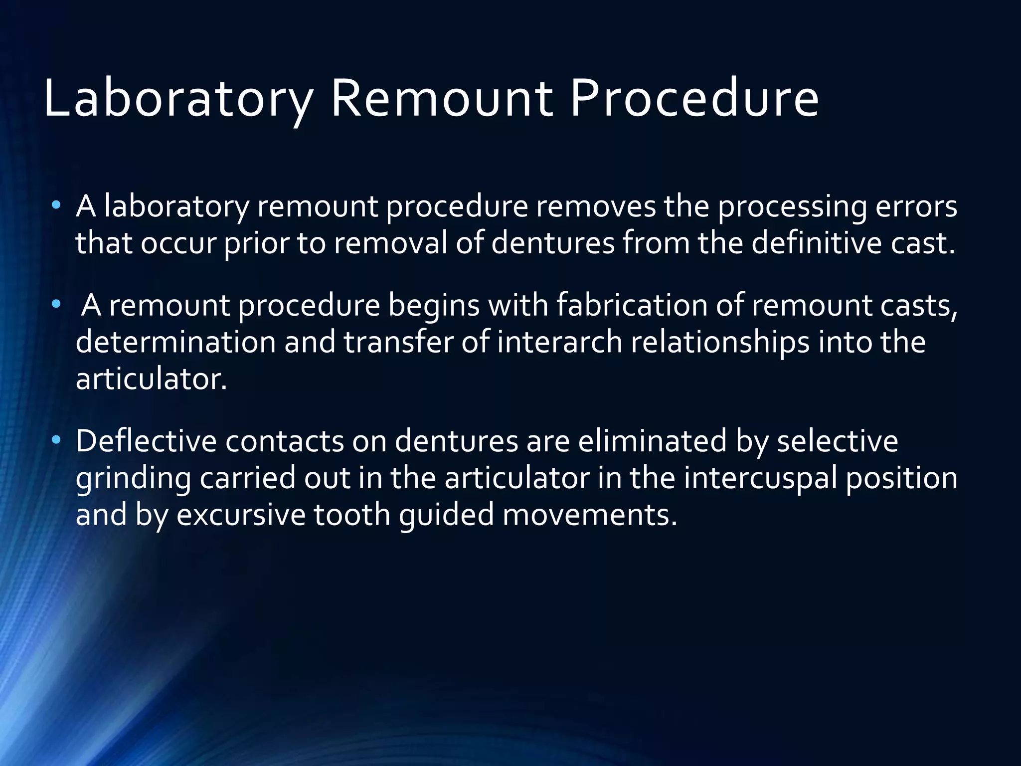 Remounting of complete dentures | PPTX