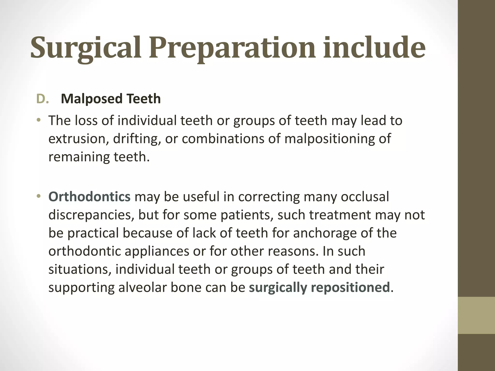 Preparation of the mouth for removable partial denture | PPTX
