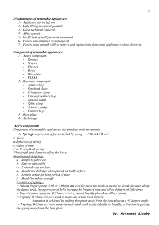 Removable appliances.docx | Dental Health | Diseases and Conditions