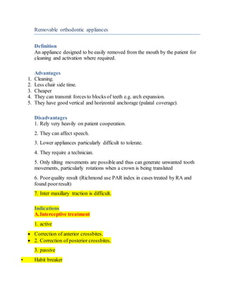 Removable orthodontic appliance by almuzian | DOCX