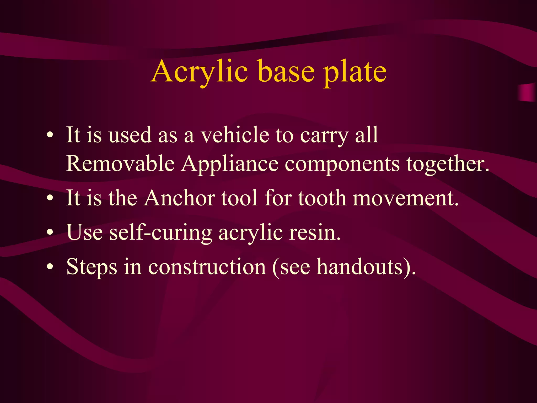 Removable Orthodontic Appliances | PDF