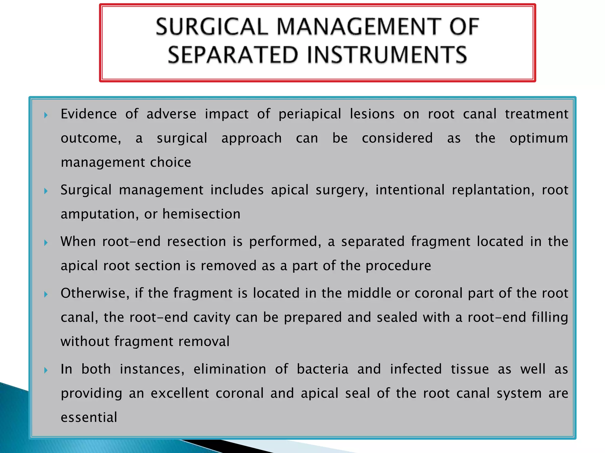 Removal of broken endodontic instruments | PPTX