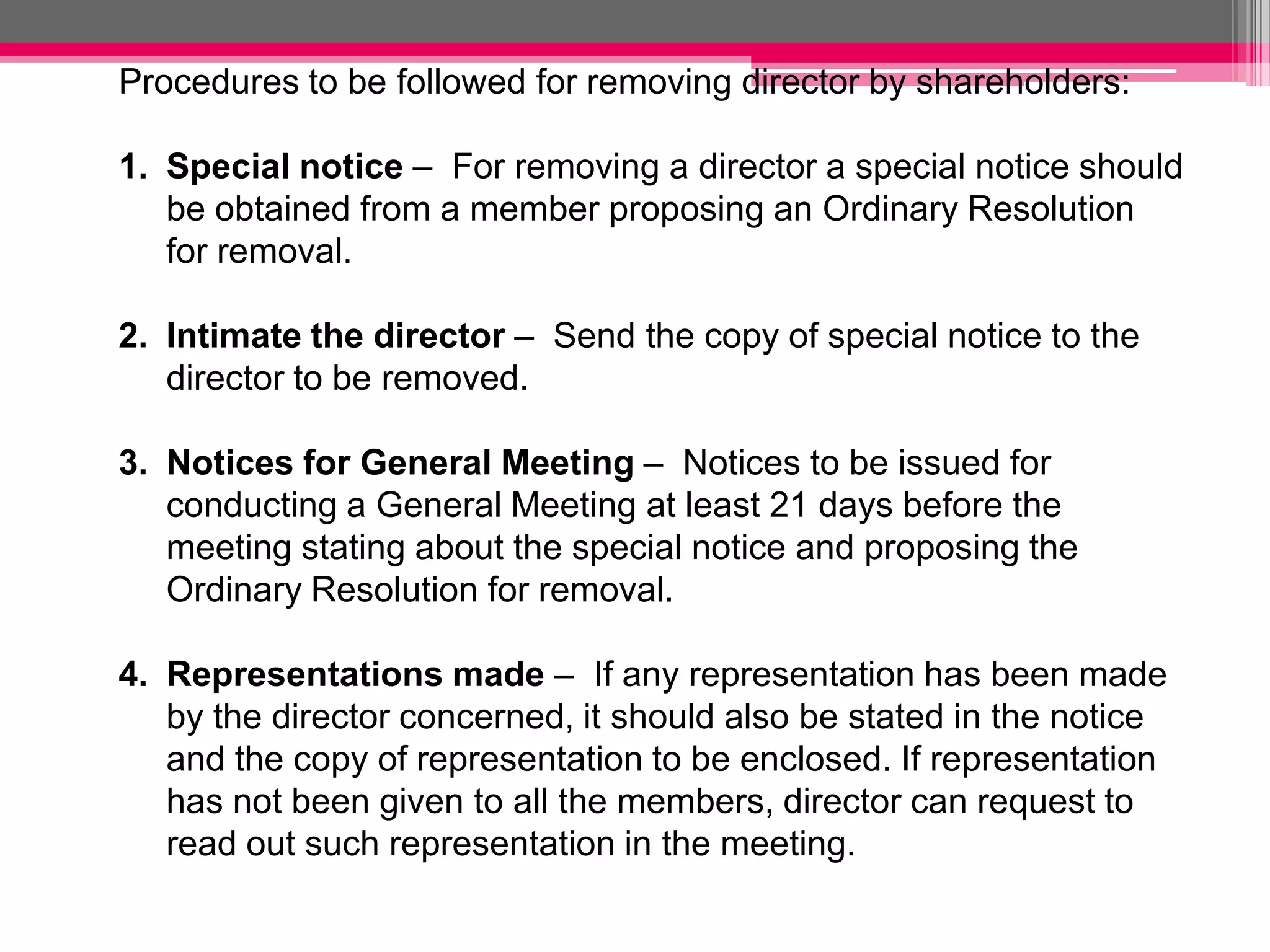 Removal of directors | PPTX