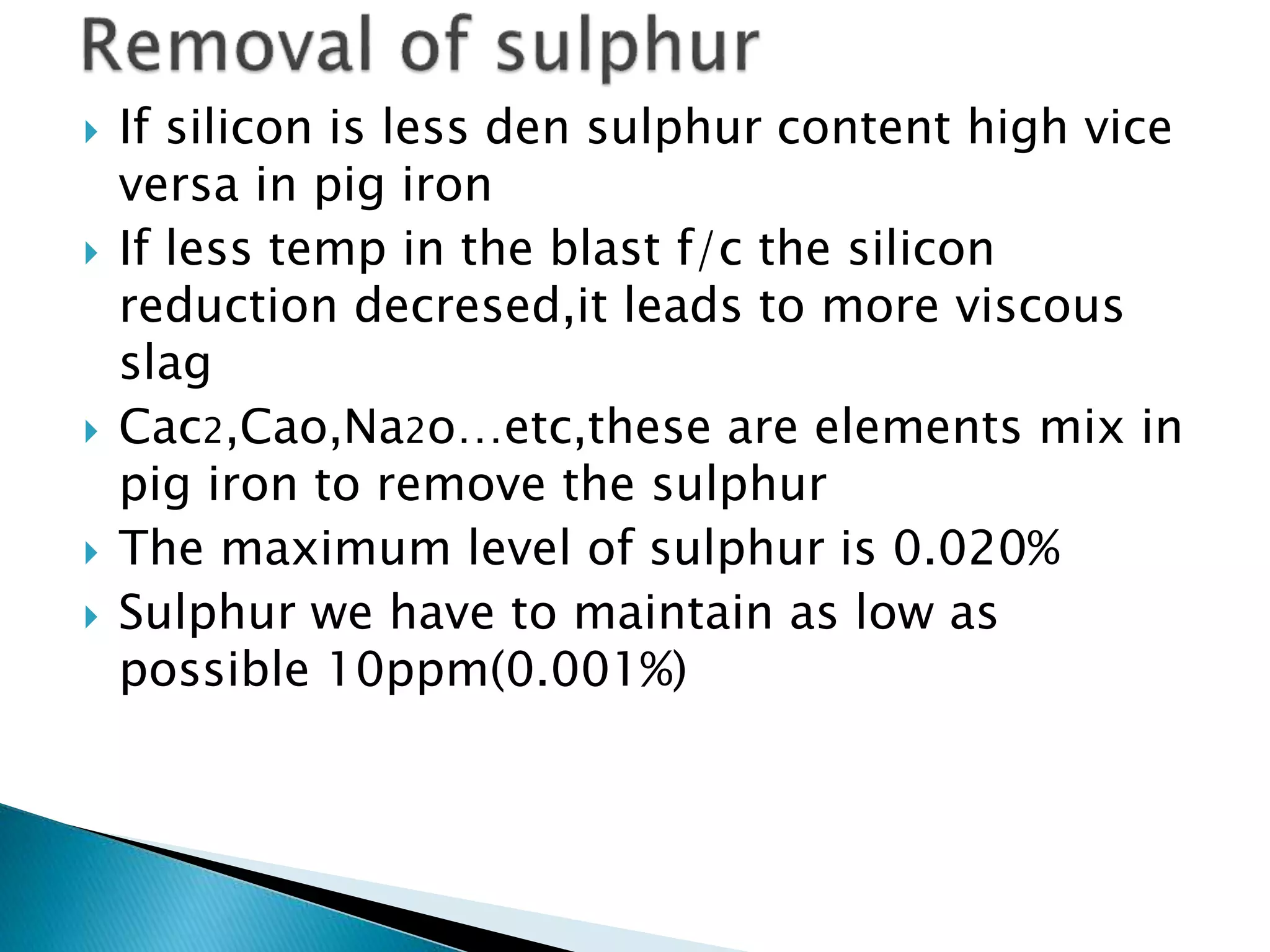 Removal of impurities in steel making | PPTX