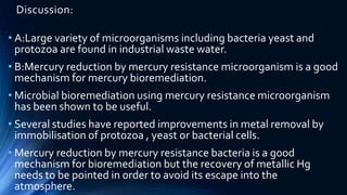Removal of mercury from water using microbes | PPTX