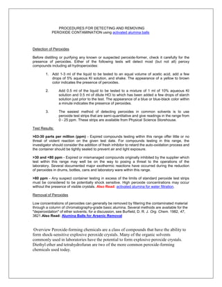 Removal of peroxide from thf mfg of thf using activated alumina balls | PDF