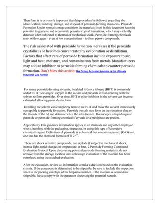 Removal of peroxide from thf mfg of thf using activated alumina balls | PDF