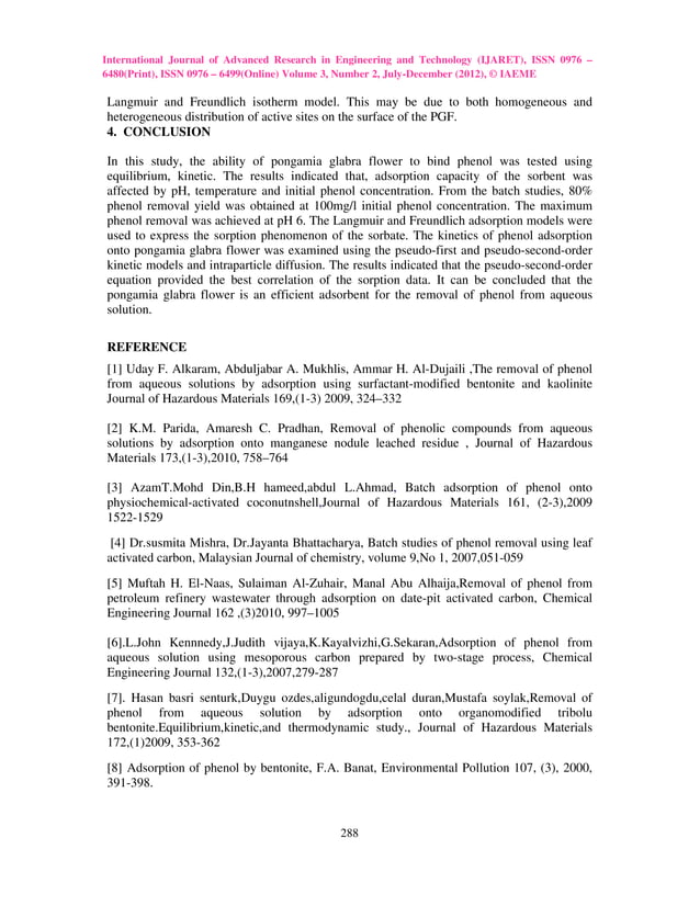 Removal of phenol from aqueous solutions by adsorption | PDF | Free Download