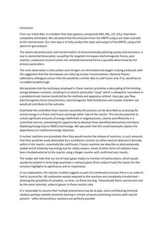 Removal of polluting gasses from the exhaust of combustion engines ...