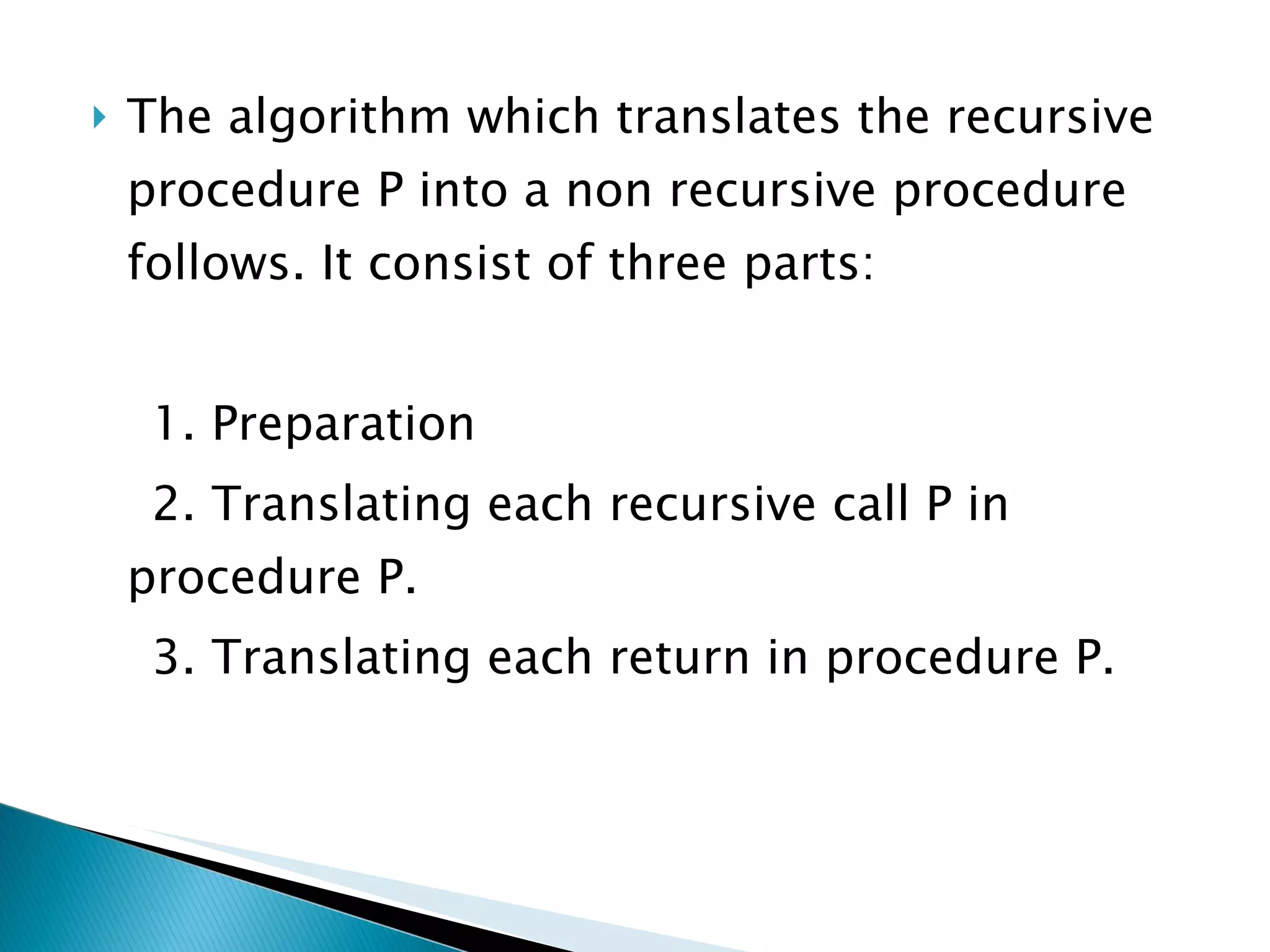 Removal Of Recursion | PPT