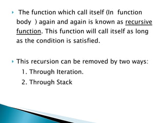 Removal Of Recursion | PPT