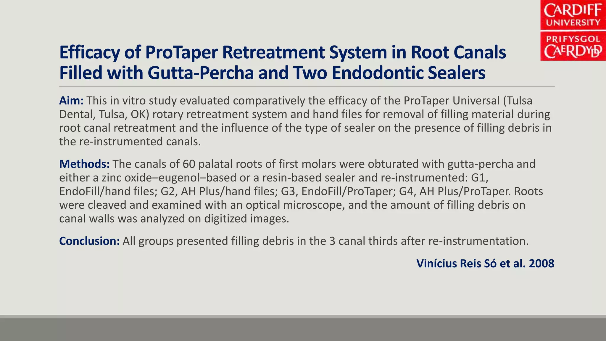 Removal of root filling materials techniques, outcomes and risks | PPTX
