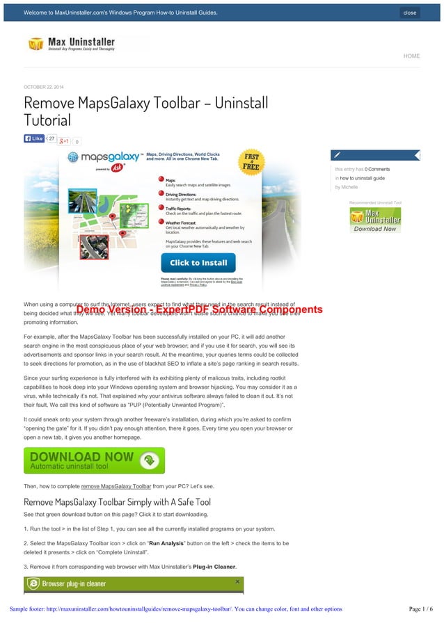 Remove maps galaxy toolbar – uninstall tutorial | PDF