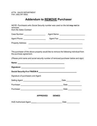 Addendum to Remover Purchaser | PDF