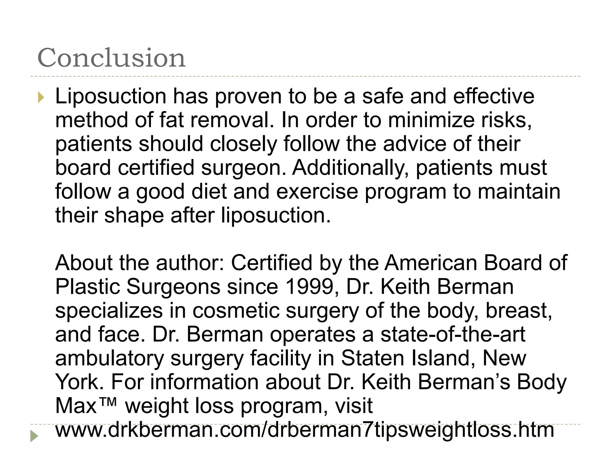 Removing Fat Deposits with Liposuction By Dr. Keith Berman | PPT
