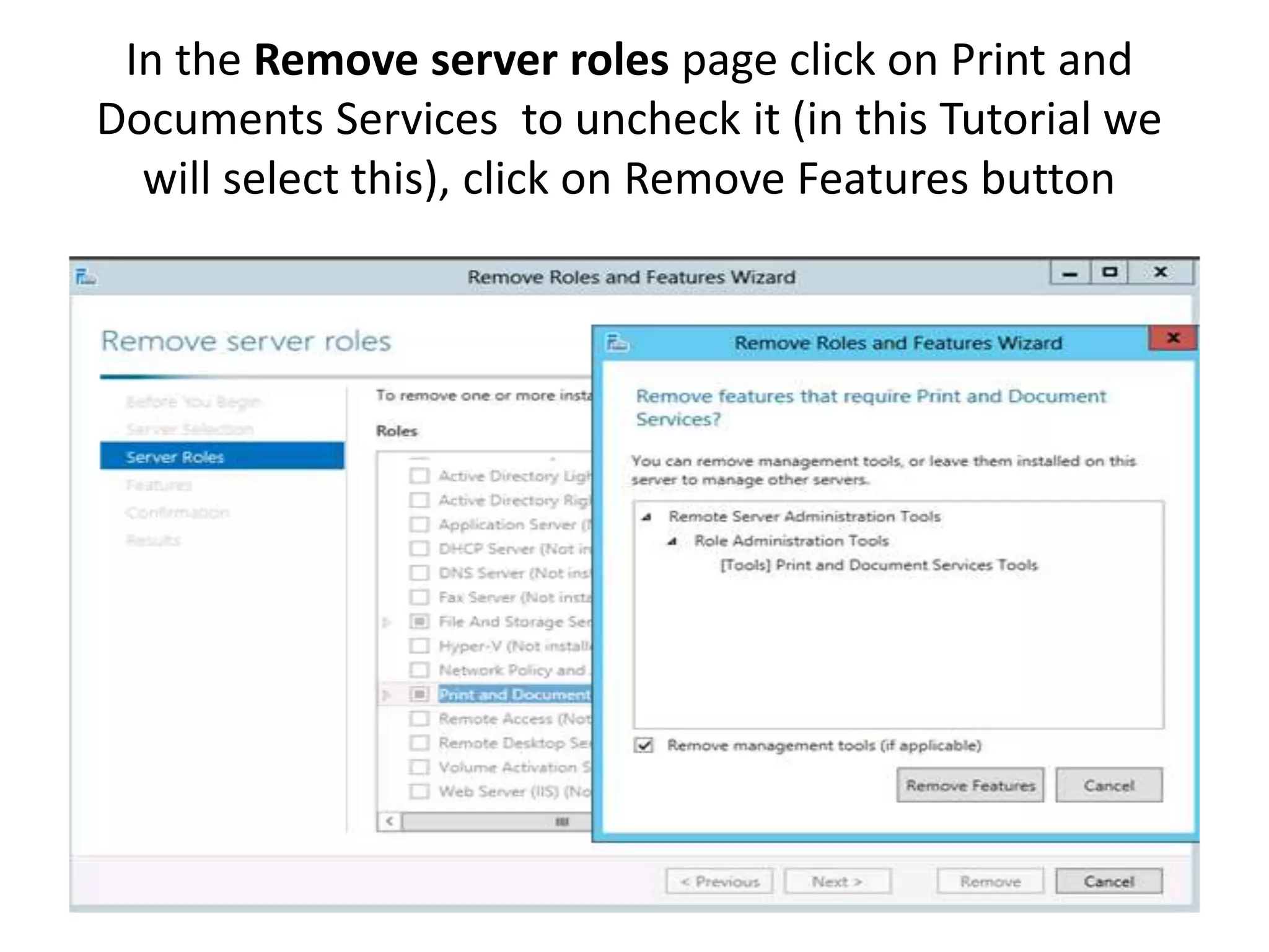 Removing roles and features in windows server | PPT