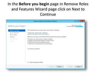 Removing roles and features in windows server | PPT