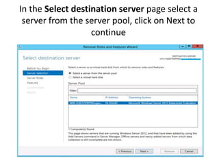 Removing roles and features in windows server | PPTX
