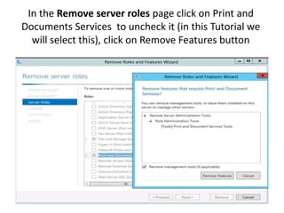 Removing roles and features in windows server | PPT