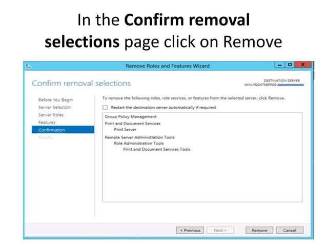 Removing roles and features in windows server | PPT