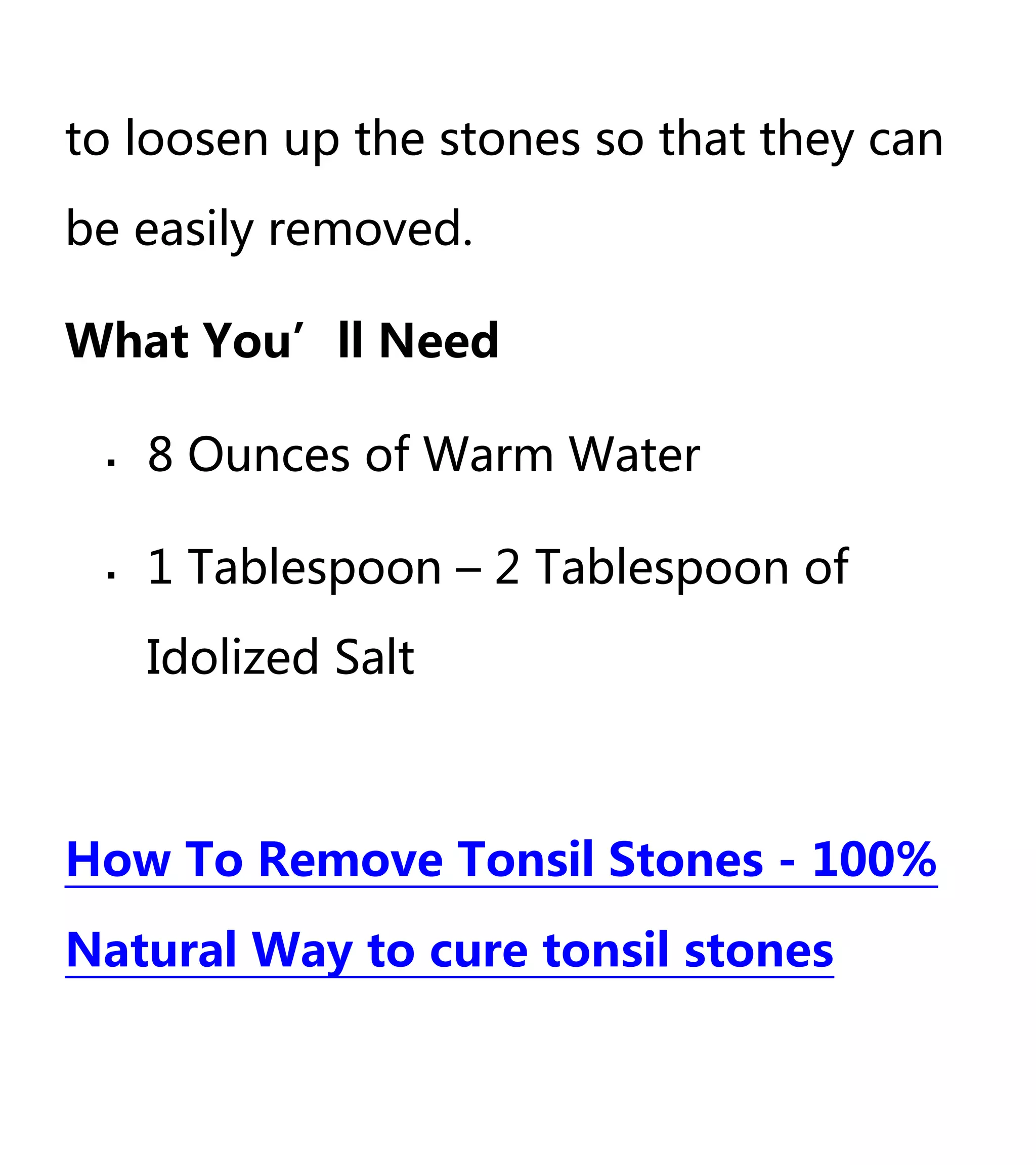 Removing tonsil stones with salt water | PDF