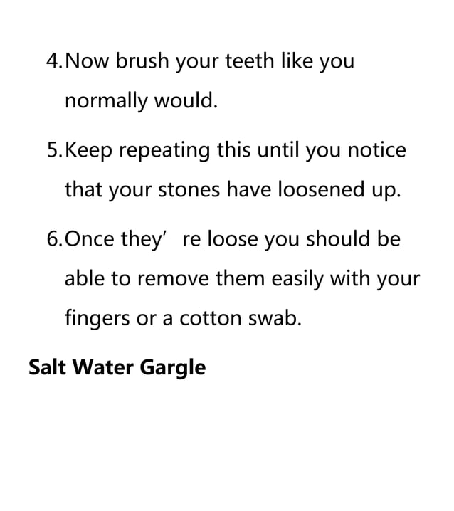 Removing tonsil stones with salt water | PDF | Ear, Nose and Throat ...