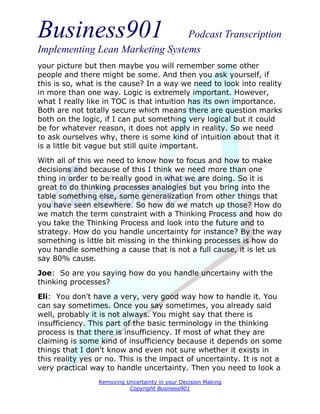 Removing Uncertainty in your Decision Making | PDF