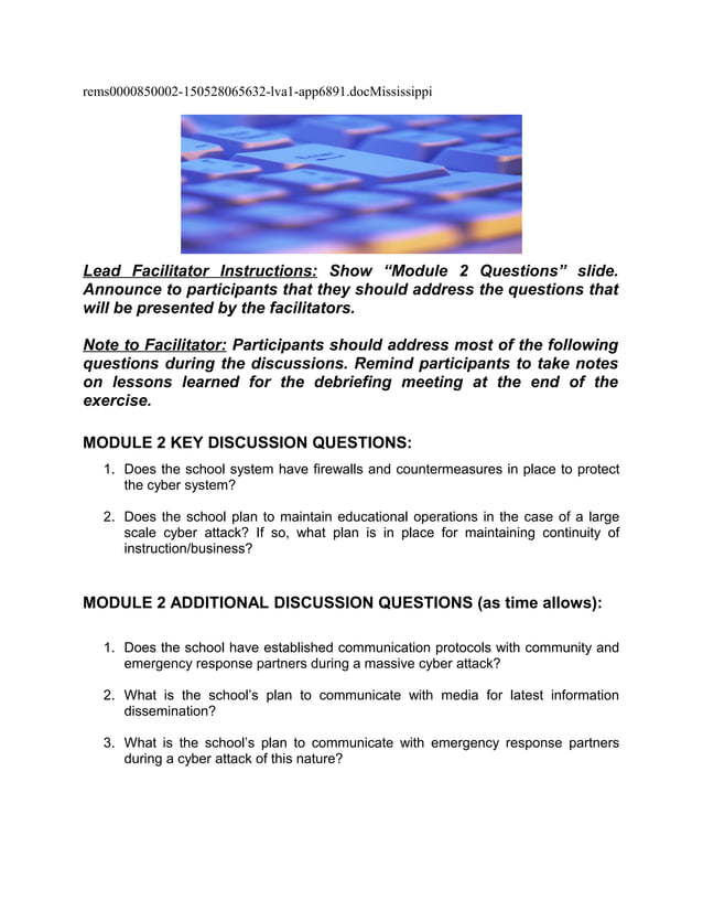Cyber Table Top Exercise -- Model Roadmap | DOC