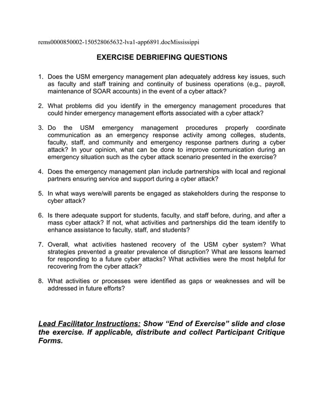 Cyber Table Top Exercise -- Model Roadmap | DOC