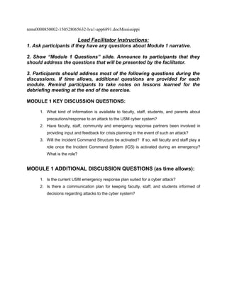 Cyber Table Top Exercise -- Model Roadmap | PDF