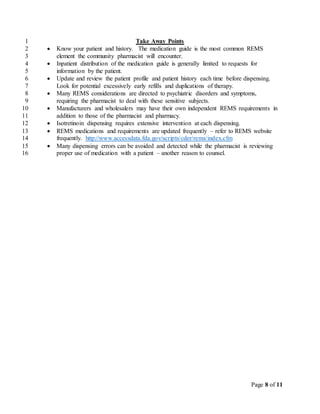REMS in the community pharmacy - Ohio law lesson | PDF