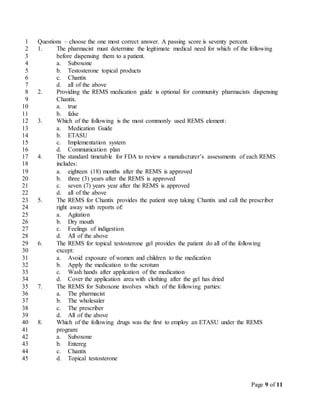 REMS in the community pharmacy - Ohio law lesson | PDF