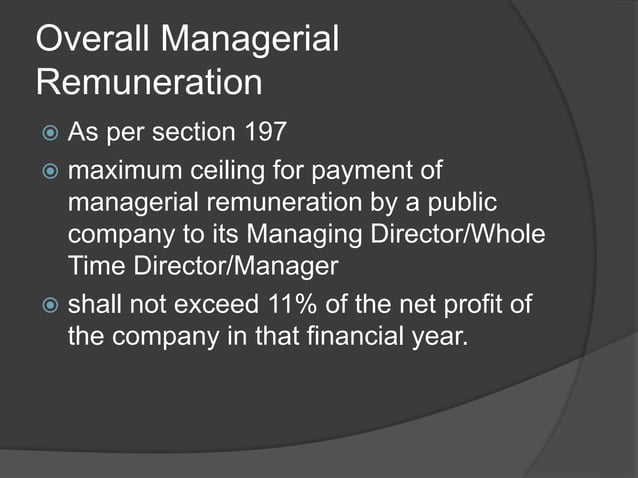 Remuneration to Managerial Personnel | PPT