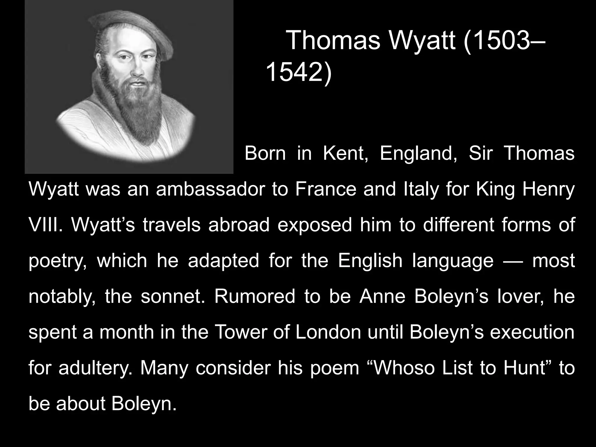 Renaissance - Thomas Wyatt - The Sonnet | PPT