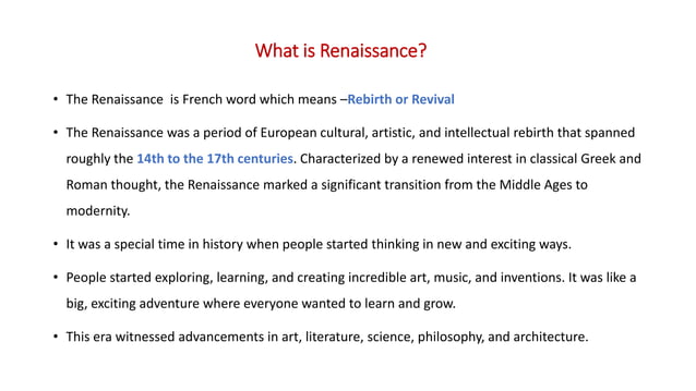 Renaissance: A Rebirth of Ideas ,Understanding the Causes | PPTX