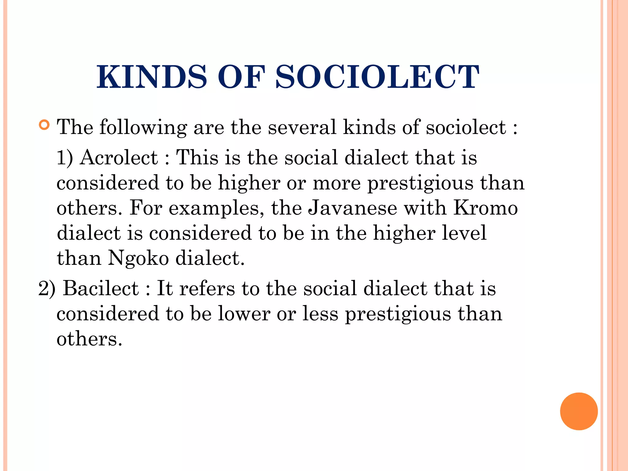 SOCIAL DIALECT | PPT