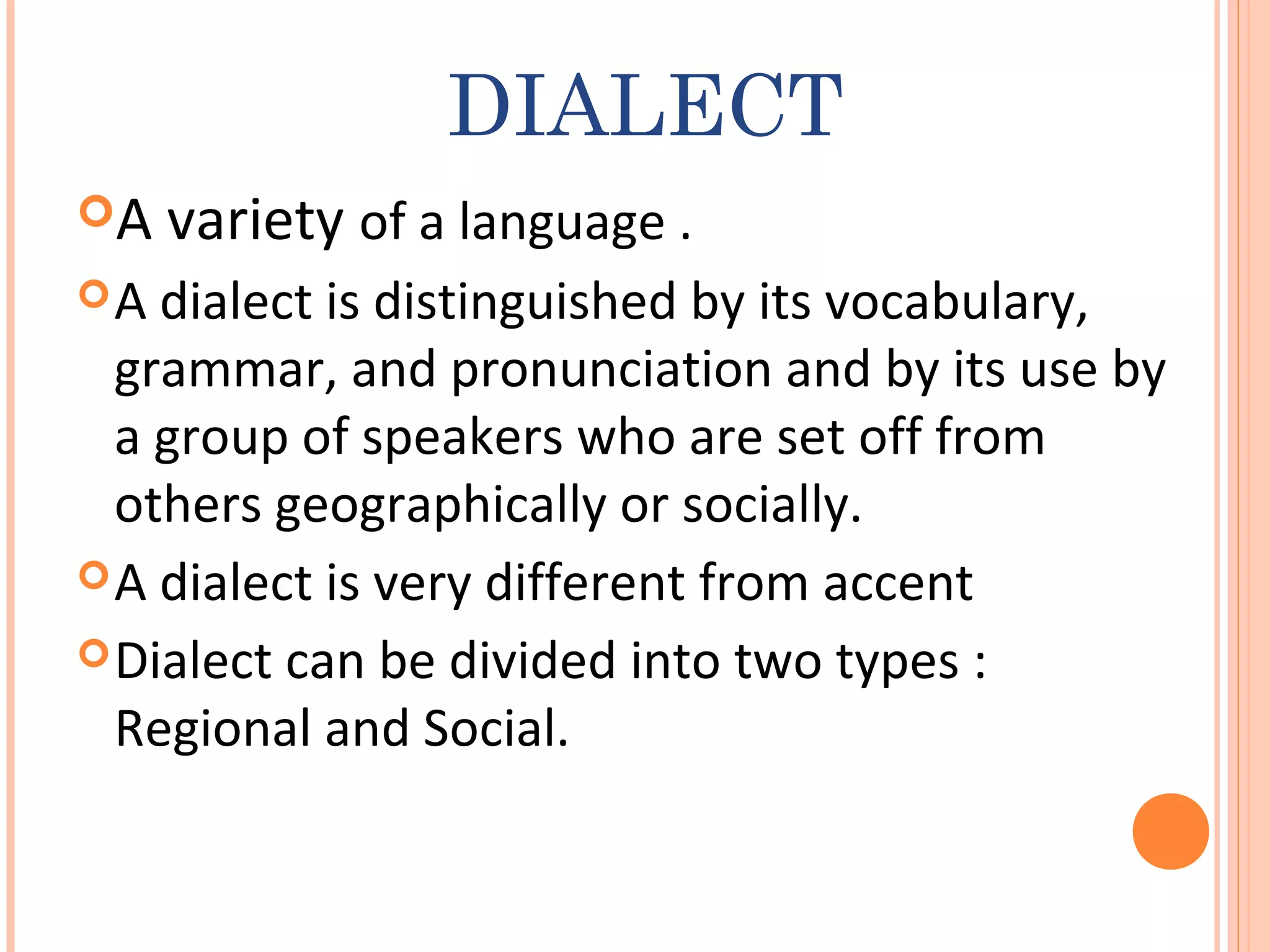 SOCIAL DIALECT | PPT