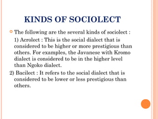 SOCIAL DIALECT | PPT