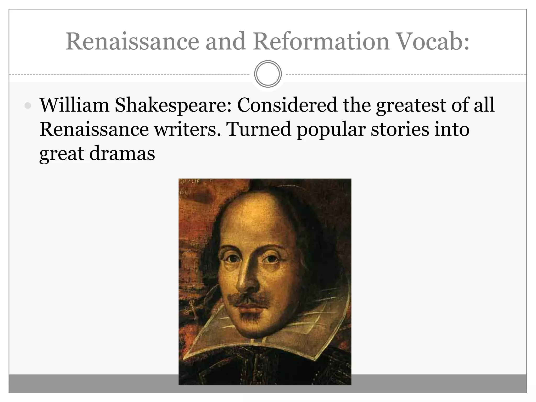 Renaissance and reformation vocabulary | PPTX